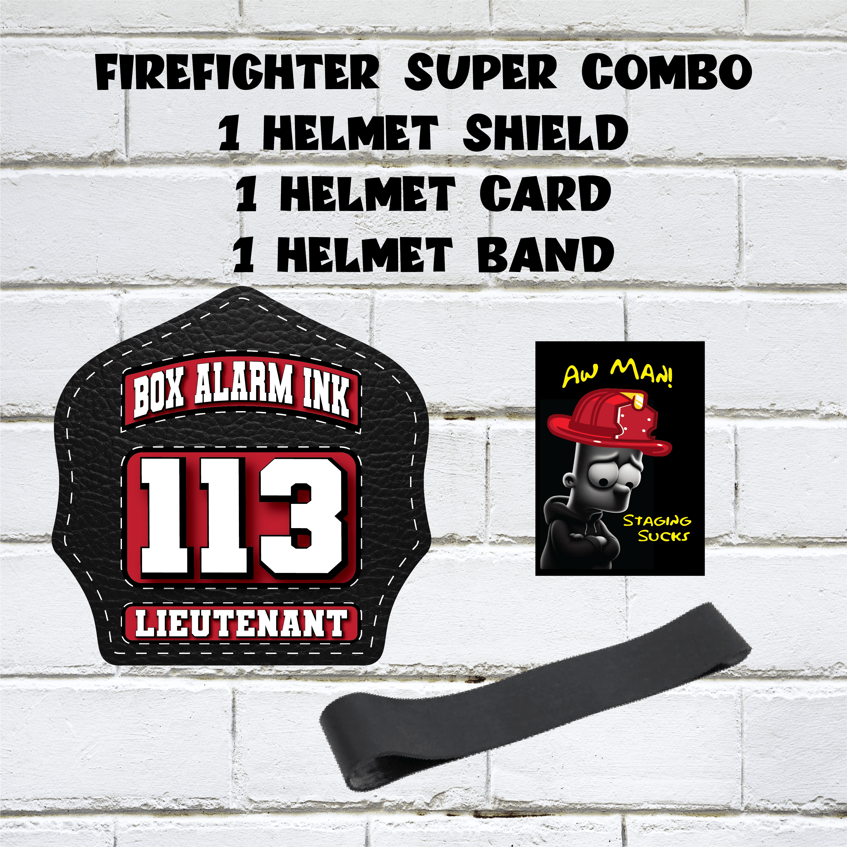 Custom Shield, Helmet Card & Heavy-Duty Band bundle – BoxAlarmInk